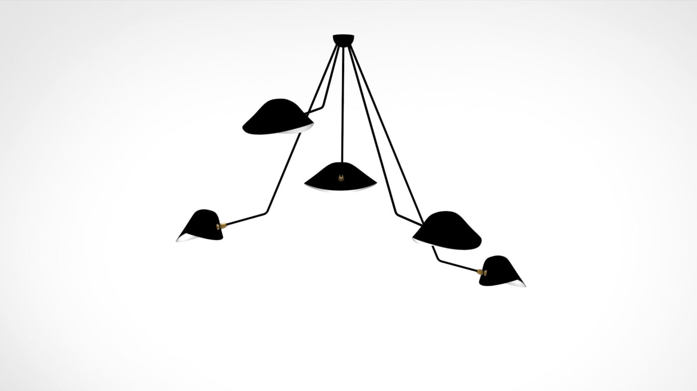 SPIDER" CEILING LIGHT 5 BROKEN ARMS - SERGE MOUILLE